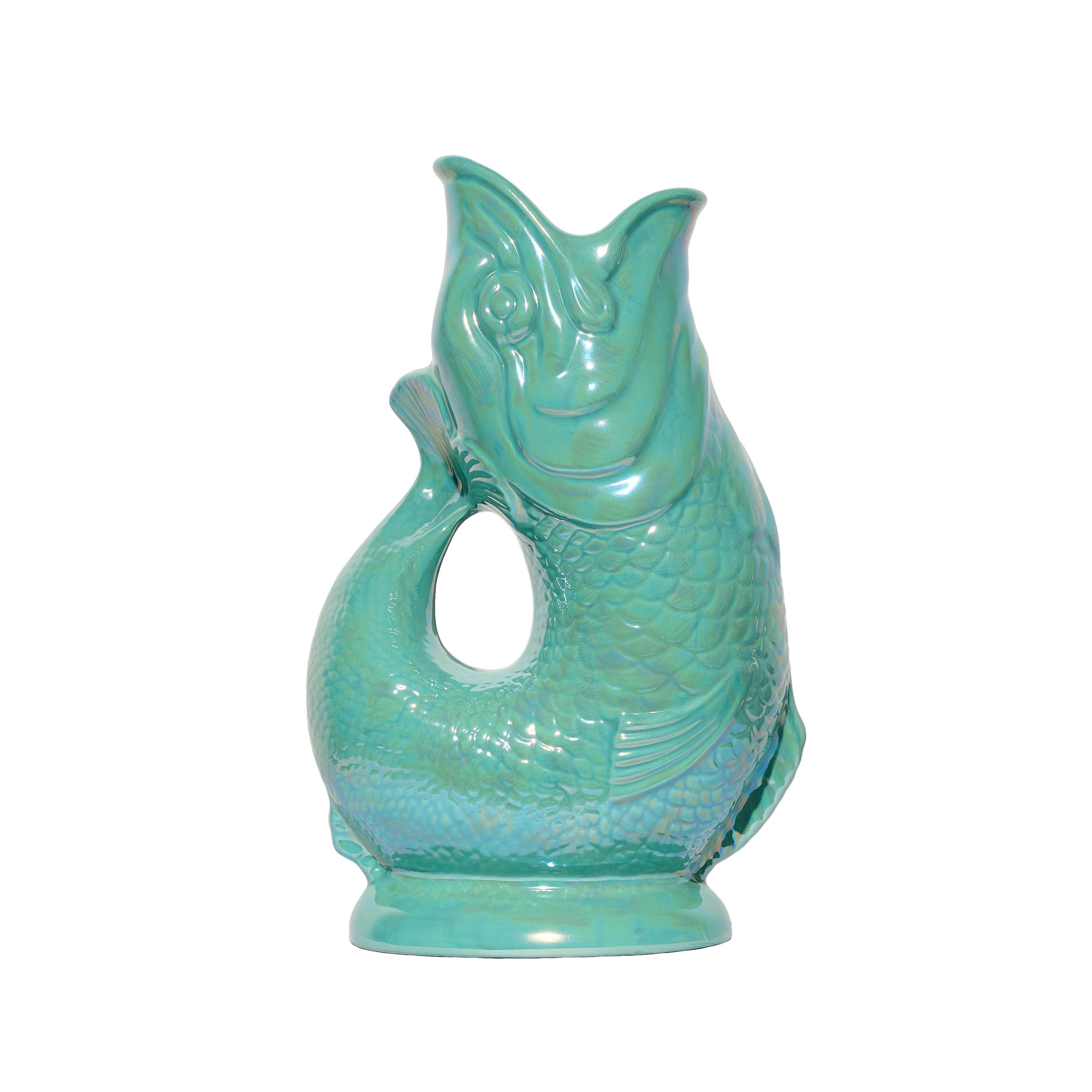 Gluggle Jug Original – Iridescent Green Fish Jug Made in England ...